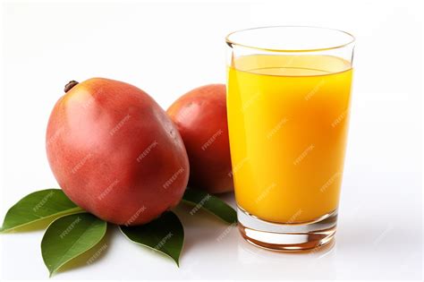 Premium Ai Image Mango Fruit And Glass Of Mango Juice On Isolated
