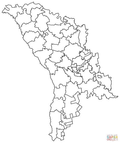 Outline Map Of Moldova With Regions Coloring Page Free Printable
