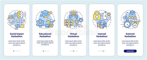 Hackathons Types Onboarding Mobile App Screen Stock Illustration