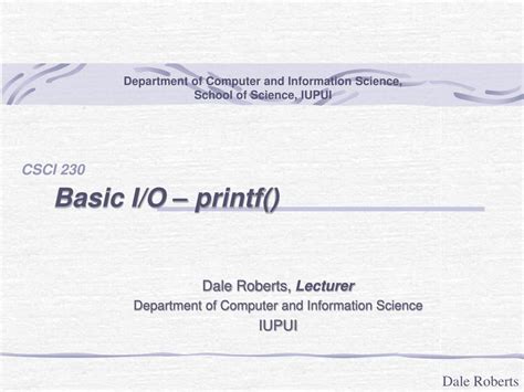 Ppt Dale Roberts Lecturer Department Of Computer And Information