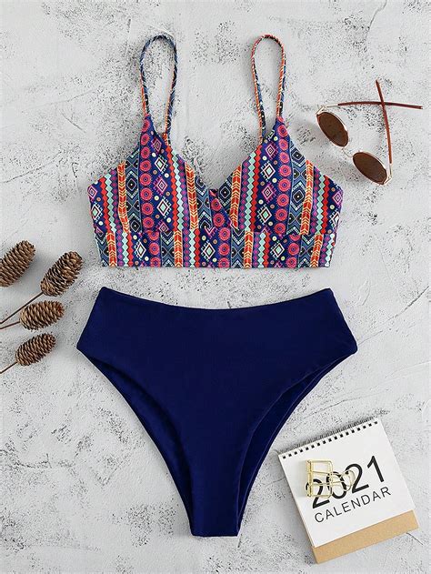 Shein Swim Geométrico Boho Conjunto De Biquíni Shein Brasil