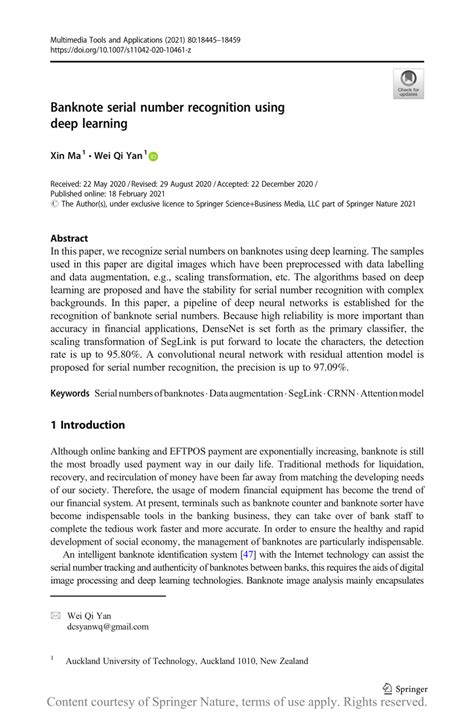 banknote serial number recognition using deep learning request pdf