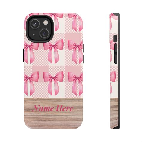 Personalized Iphone Case Pink Bow Phone Case Custom T Coquette