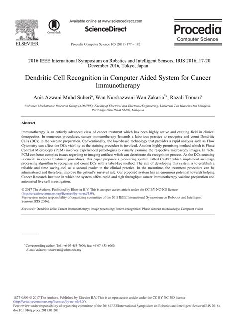 Pdf Dendritic Cell Recognition In Computer Aided System For Cancer