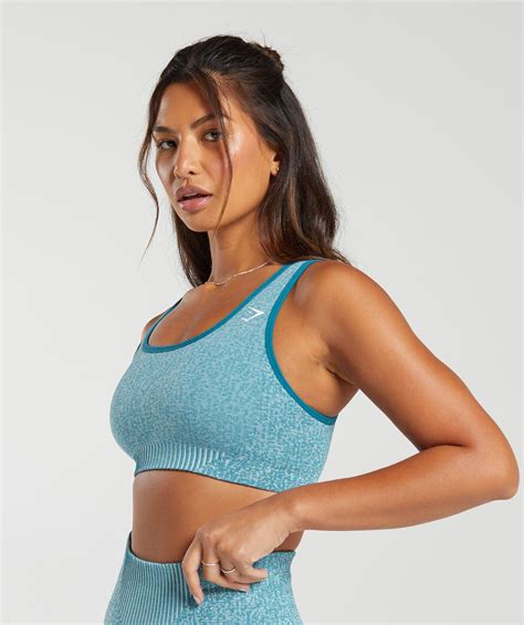 Gymshark Marl Seamless Scoop Bra Light Blue Marllight Grey Marl