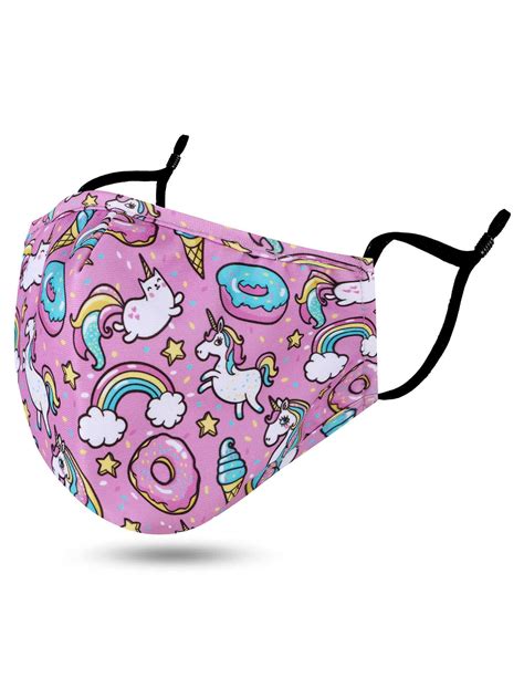 Unisex Breathable Reusable Face Masks Rainbow Unicorn