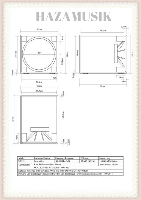 Skema Box Speaker 21inch Subwoofer Lapangan Model SW 121