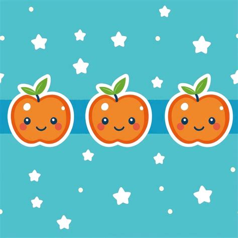 Cute Smiling Apples With Stars Pattern Premium Ai Generated Image