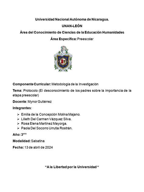 Protocolo Ejemplo 1 Descargar Gratis Pdf Educación De La Primera