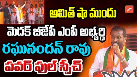 Medak Bjp Mp Candidate Raghunandan Rao Powerfull Speech Before Amit