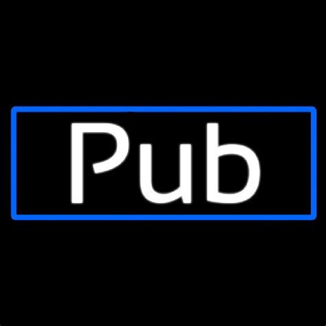 Cursive Pub With Blue Border Neon Skilt ️ ®