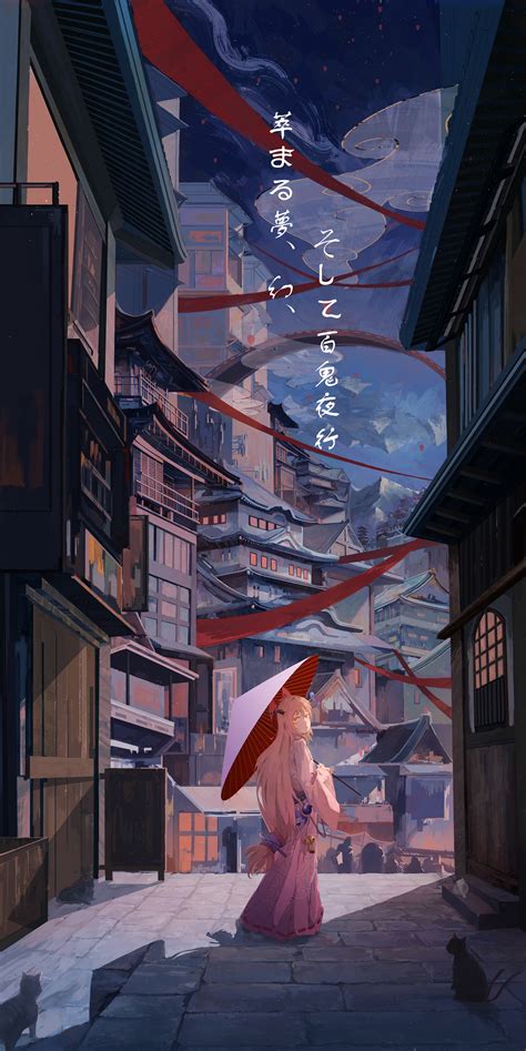 Wallpaper Rotarran Artwork Japanese Anime Girls Umbrella