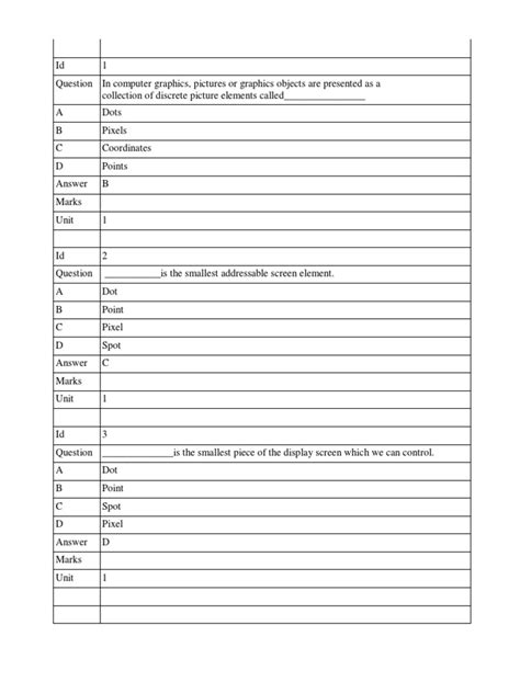Cg Unit 1 To 4 Pdf Pixel Display Resolution