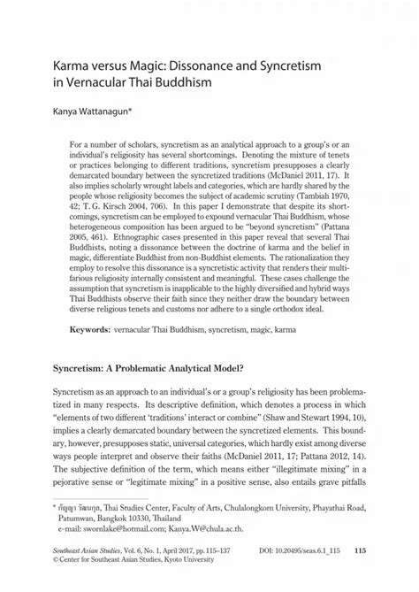 PDF Dissonance And Syncretism In Vernacular Thai Buddhism DOKUMEN TIPS