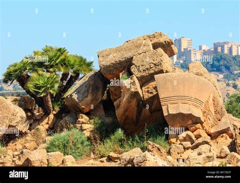 Temple Of Zeus Ruins In Famous Ancient Valley Of Temples Agrigento Sicily Italy UNESCO World