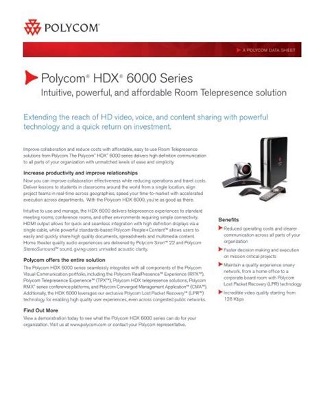 Polycom Hdx 6000 Data Sheet Videoconferencia