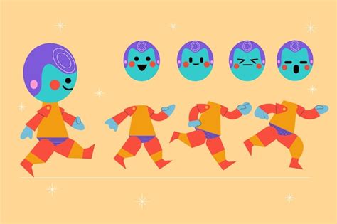 평면 디자인 로봇 캐릭터 생성자 그림 무료 벡터