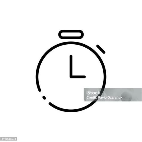 원형 화살표 선 아이콘이 있는 시계입니다 시계 스톱워치 타이머 측정 크로노 미터 손 일정 계획 시간 관리 개념입니다 흰색 배경에 벡터 선 아이콘 날씬한에 대한 스톡 벡터