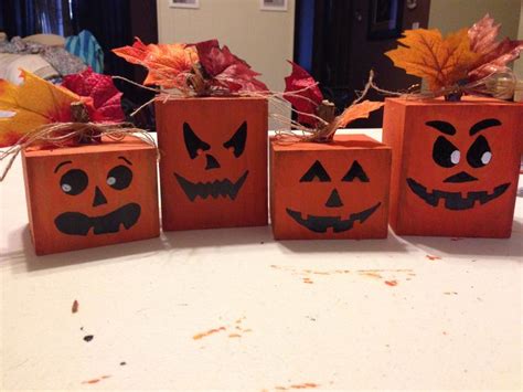 Wood Block Jack O Lanterns Jack O Lantern Crafty Wood Blocks