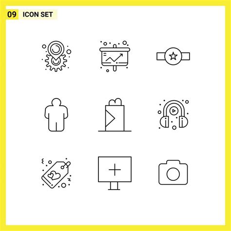 Set Of 9 Modern Ui Icons Symbols Signs For Fast Food Person Statistic Man Rank Editable Vector