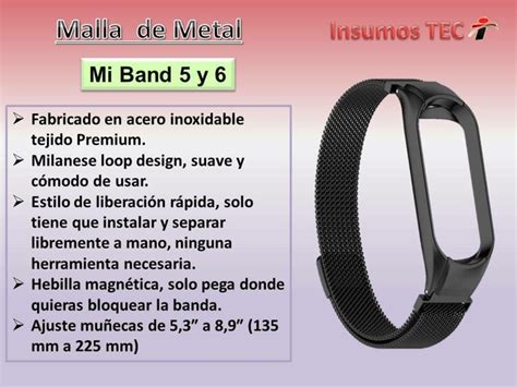 Malla Metal Para Xiaomi Mi Band Y Cierre Magn Tico