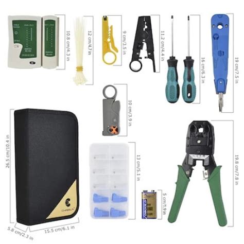 Set Testare Cablu De Retea Tester Utp 13 In 1 Cu Cleste De Sertizare Punch Tool Cutit