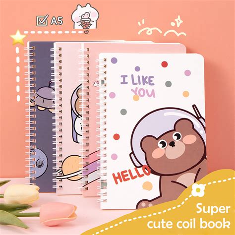 Korean Version Cute A5 Coil Book Thickened Horizontal Line Book Cartoon