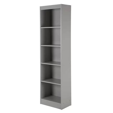Axess Narrow 5 Shelf Narrow Bookcase Pure White Shelves Bookcase