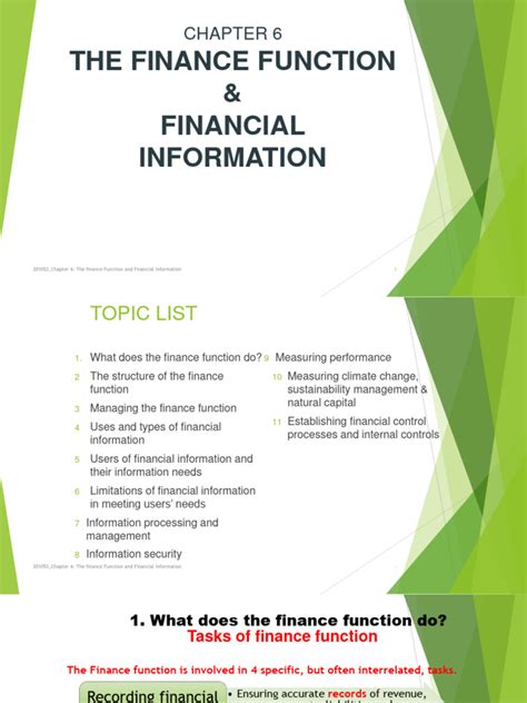 Chapter 6 The Finance Function And Finance Information Pdf Internal Control Information