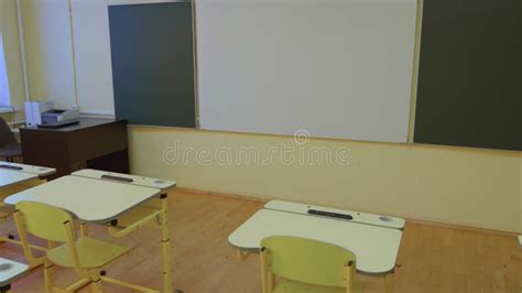 School Empty Classroom With White And Green Blackboard Educational