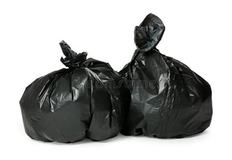 Bolsas De Basura Llenas De Basura Aisladas En Blanco Imagen De Archivo