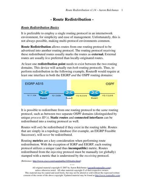 Route Redistribution Router Alley