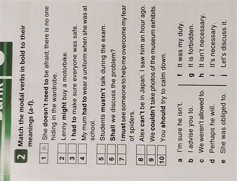 2 Match The Modal Verbs In Bold To Their StudyX