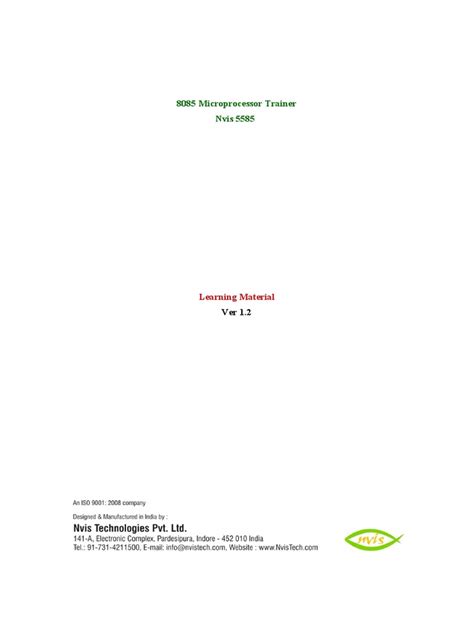 Nvis 8085 V1mp Kit Pdf Central Processing Unit Input Output