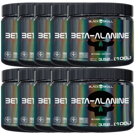 Kit 10X Beta Alanine 100g Sem Sabor Black Skull OtimaNutri