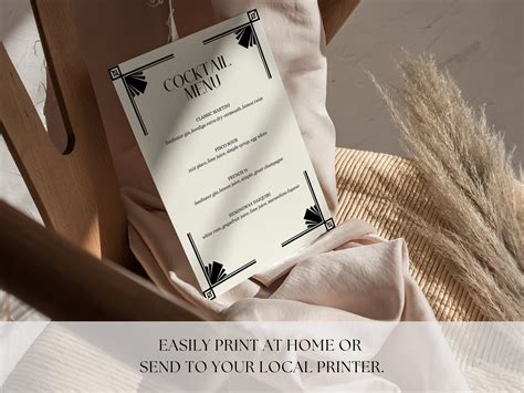 Great Gatsby Cocktail Menu Template Roaring 20s Customizable