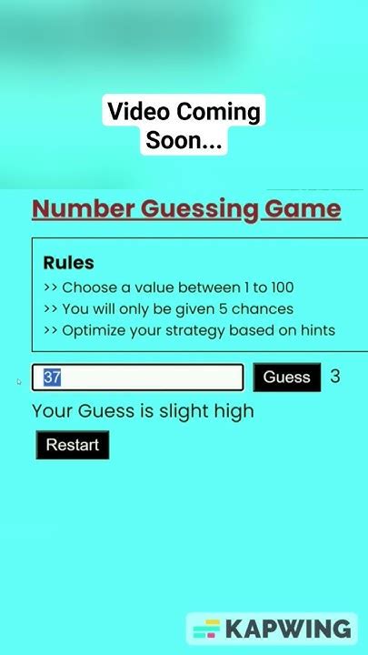 Number Guessing Game Using Html Css And Js Youtube