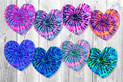 Tie Dye Heart Sublimation Png Heart Shape Design Clipart Set 12 By