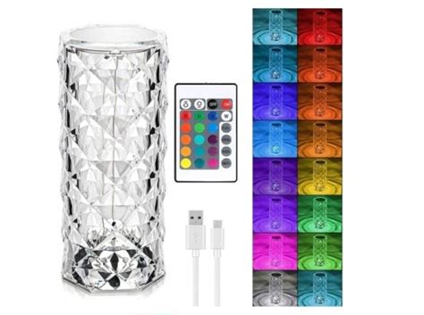 LAMPA KRYSZTAŁOWA LED LAMPKA NOCNA DOTYKOWA WIELOKOLOROWA RGB