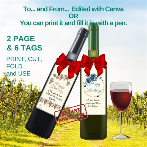 Custom 70th Happy Birthday Wine Label Personalized Design Wine Bottle