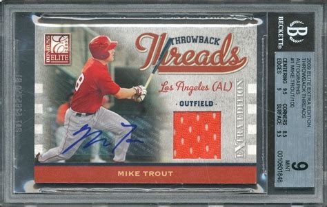 Elite Extra Edition Throwback Threads Mike Trout Rookie Autograph Jersey BGS MINT
