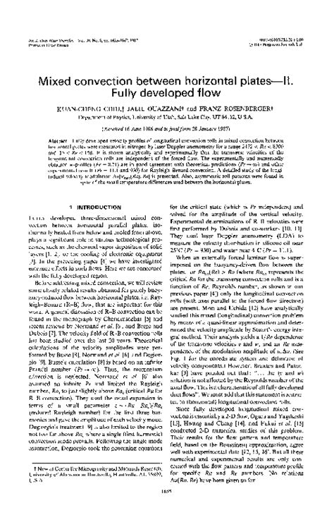 Pdf Mixed Convection Between Horizontal Plates—ii Fully Developed Flow