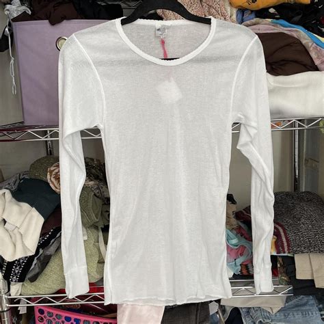 White See Through Long Sleeve Good Condition Depop