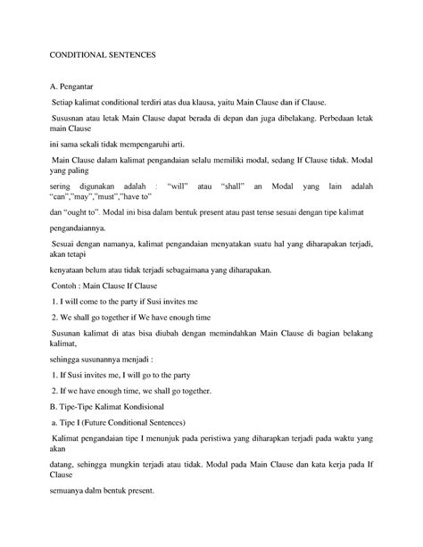 Conditional Sentences CONDITIONAL SENTENCES A Pengantar Setiap Kalimat Conditional Terdiri