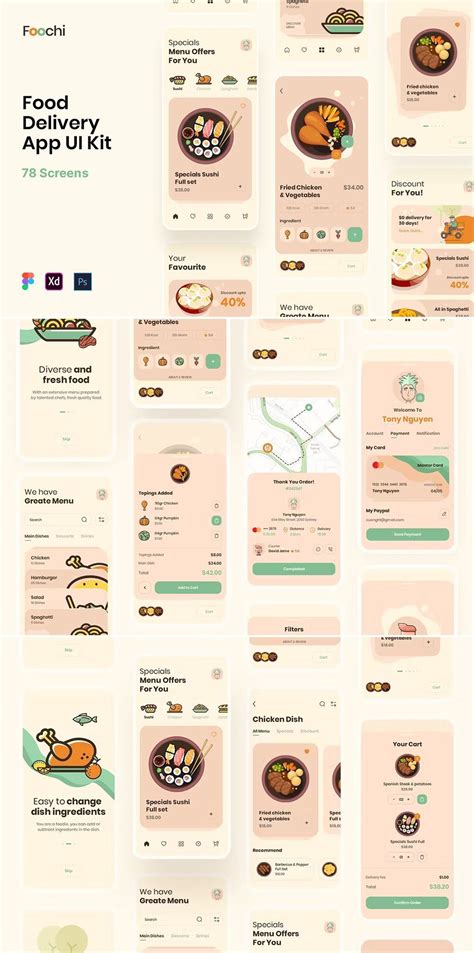 Food Delivery App Ui Template For Fig Xd And Psd With Sleek Design And Easy Navigation En