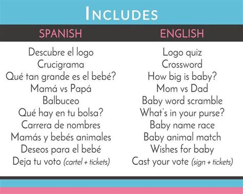 Bilingual Género Revelar Juegos Imprimibles Español E Inglés Etsy