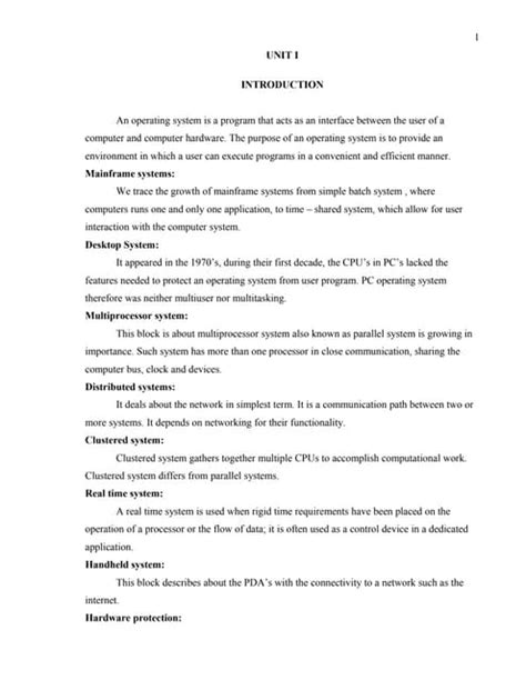 Operating Systems Unit One Fourth Semester Engineering Doc Operating Systems Computer