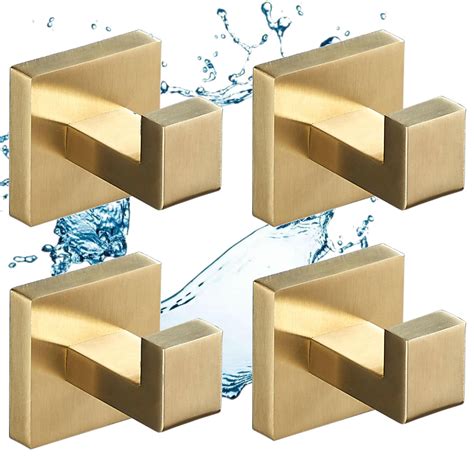 SHUNLI Brushed Gold Towel Hooks For Bathroom PCS Wall Hook Coat Robe Hook Towel Holder Heavy
