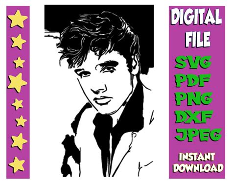Elvis Presley Svg Pdf Png Dxf Jpeg Stencil Etsy Polska In 2023 Dxf