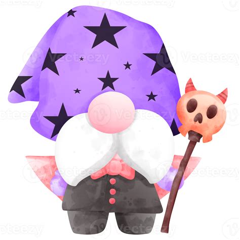 Draw Halloween Gnomes Cute Cartoon Clipart Illustration Watercolour